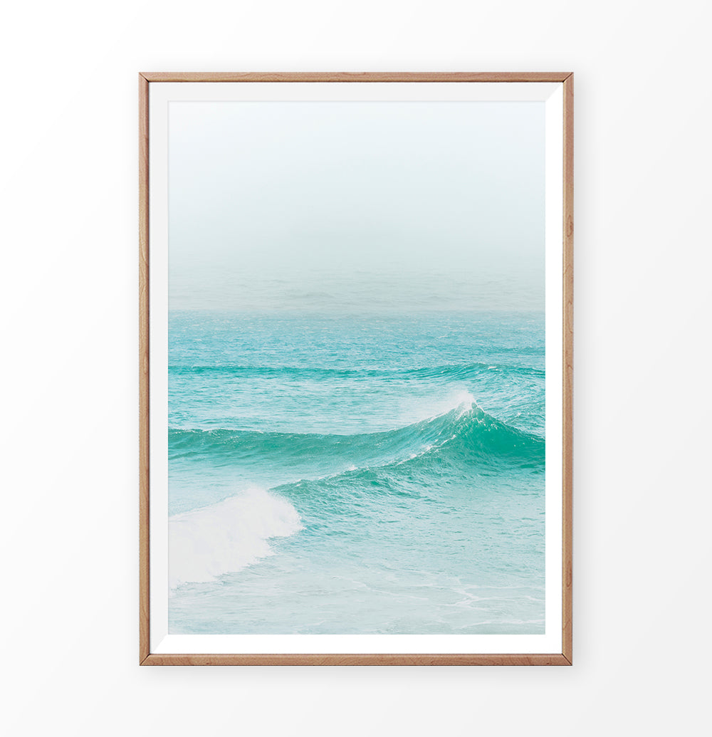 Turquoise Calm Ocean Waves Print for Bathroom – Seven Paper Prints